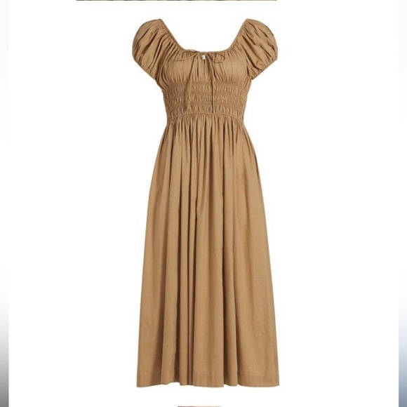 Doen | Dresses | Doen Quinn Cotton Poplin Smocked Midi Dress In Prairie ...